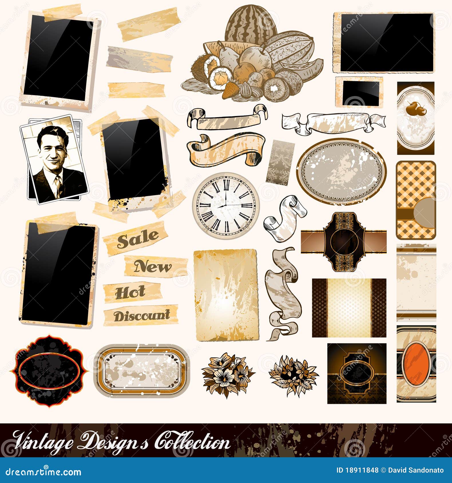 Vintage Elements Collection Stock Vector - Illustration of distressed ...