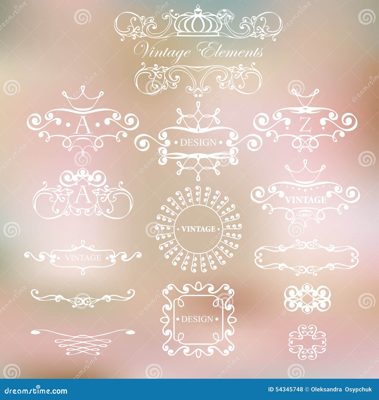 Vintage Elements and Logos on a Light Background Stock Vector ...