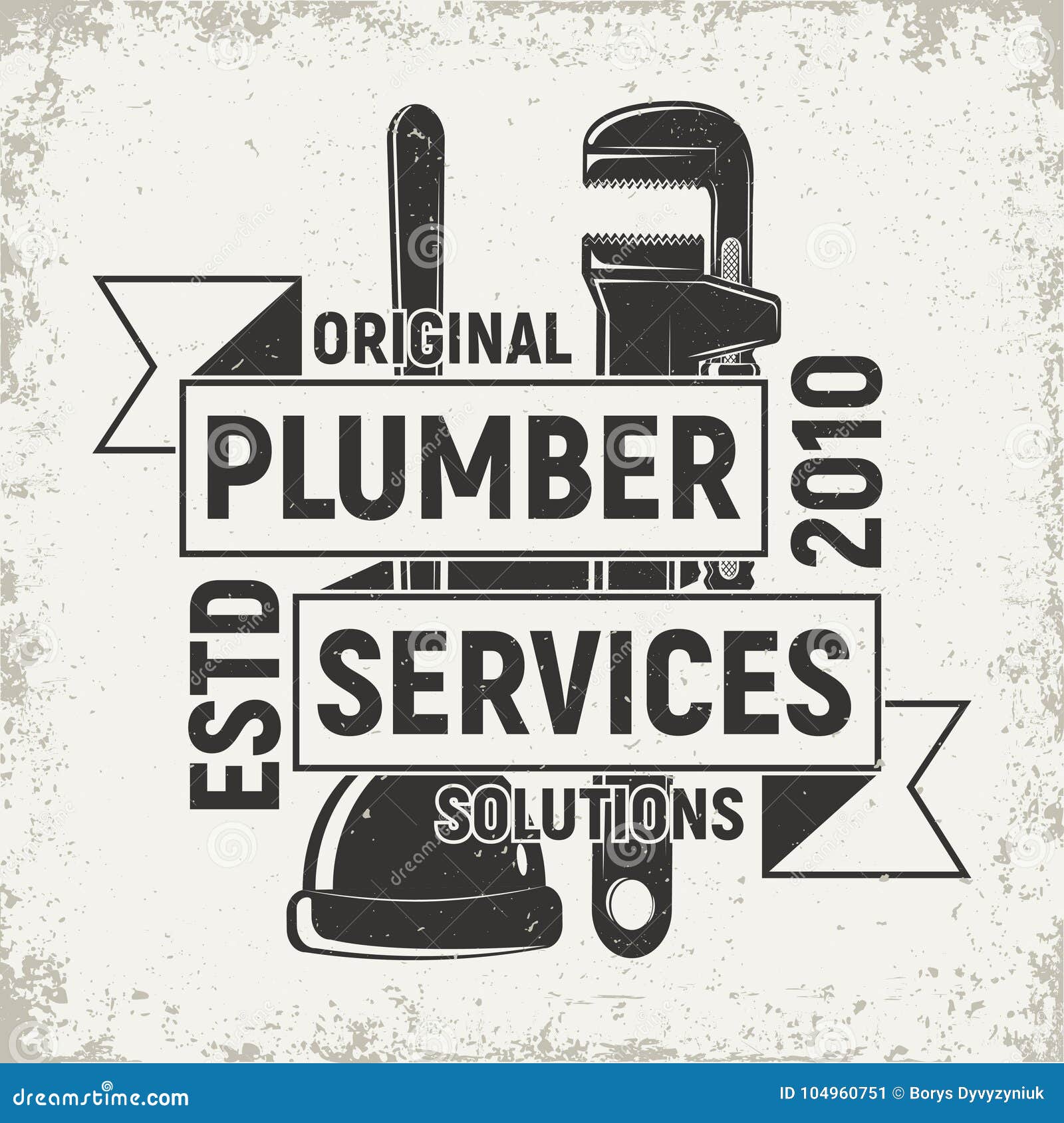 Vintage emblem design stock vector. Illustration of plumber - 104960751
