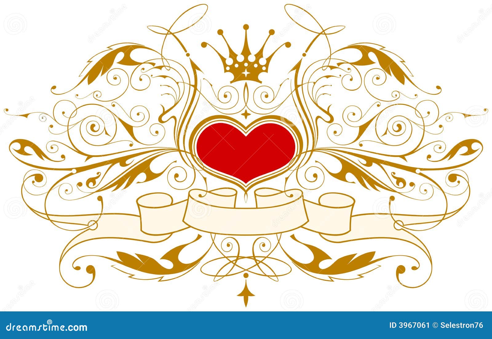 Vintage emblem with heart stock vector. Illustration of ornate - 3967061