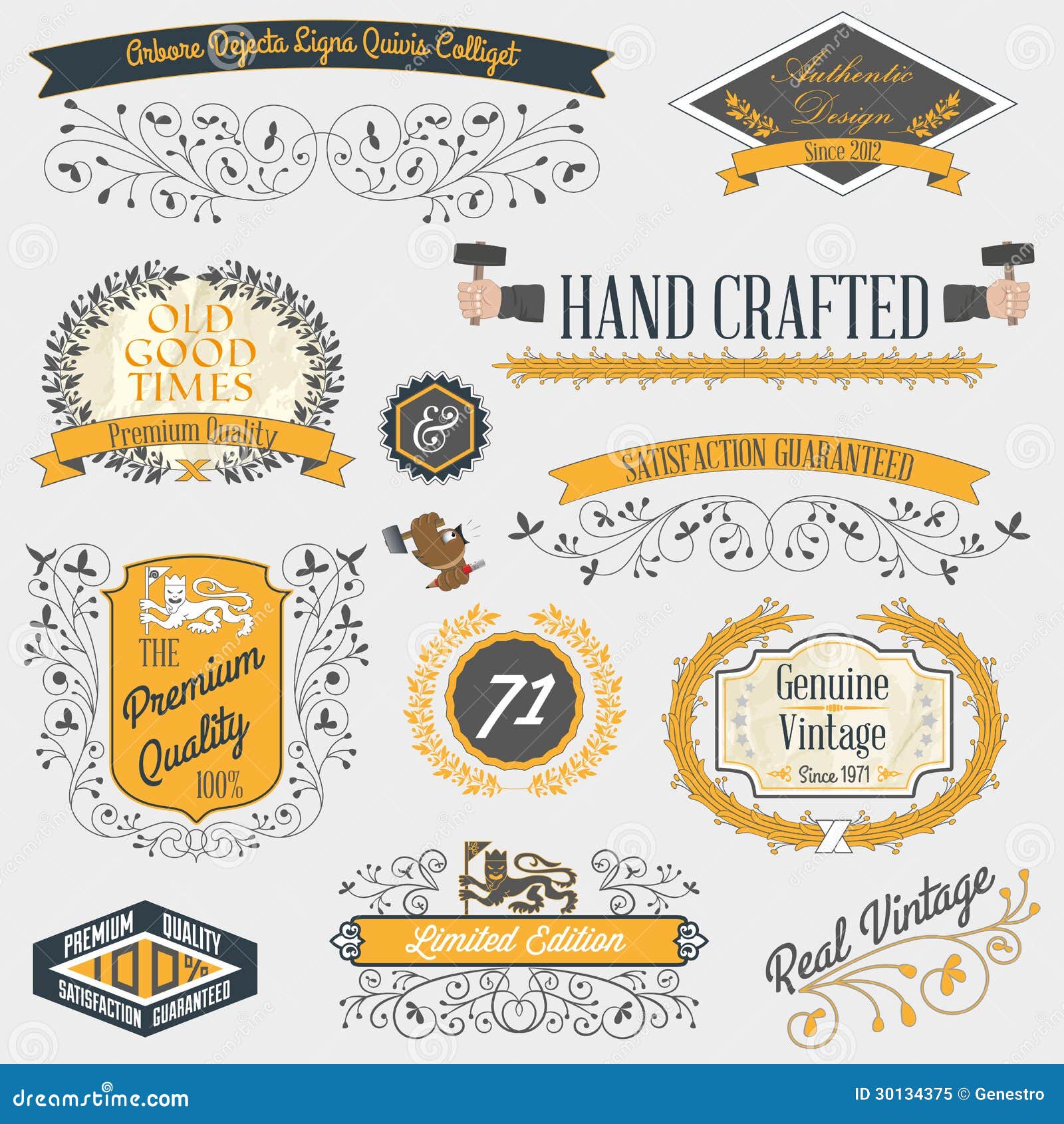 Vintage emblems and labels stock vector. Illustration of template ...