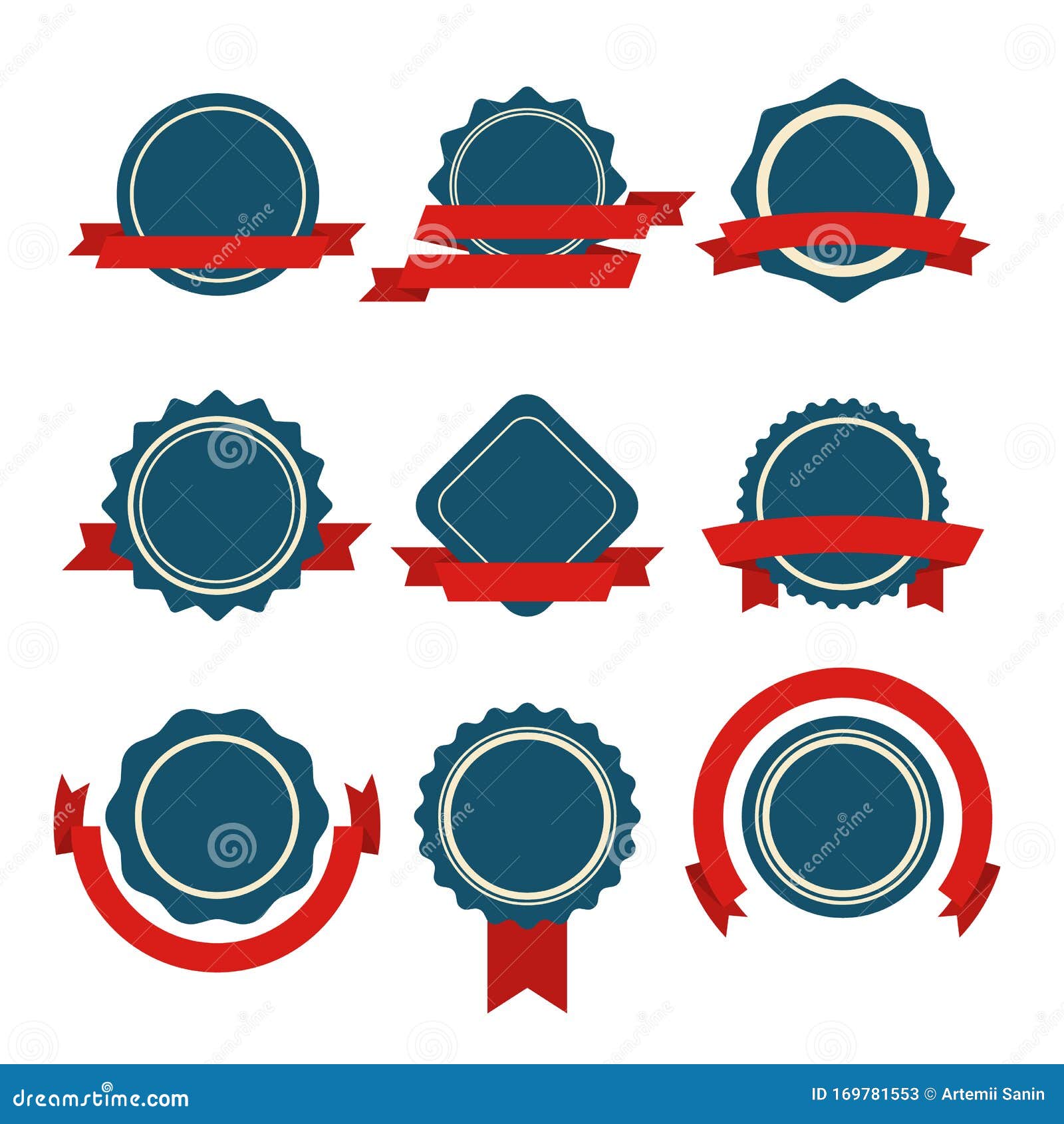 Vintage Empty Badges Set. Round Emblems for Design. Classic Template ...