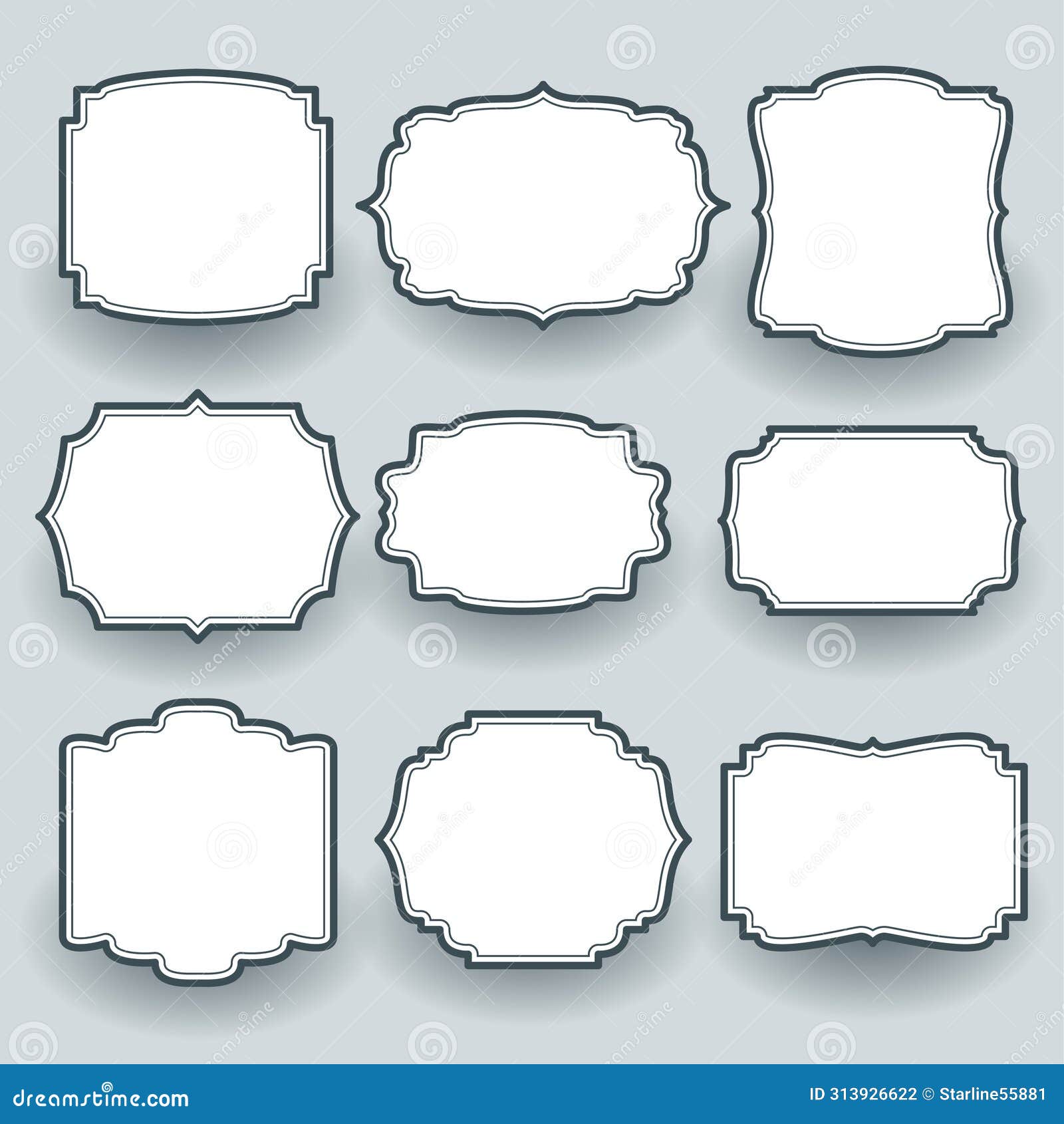 Vintage Empty Frame Labels Set of Nine Stock Vector - Illustration of ...