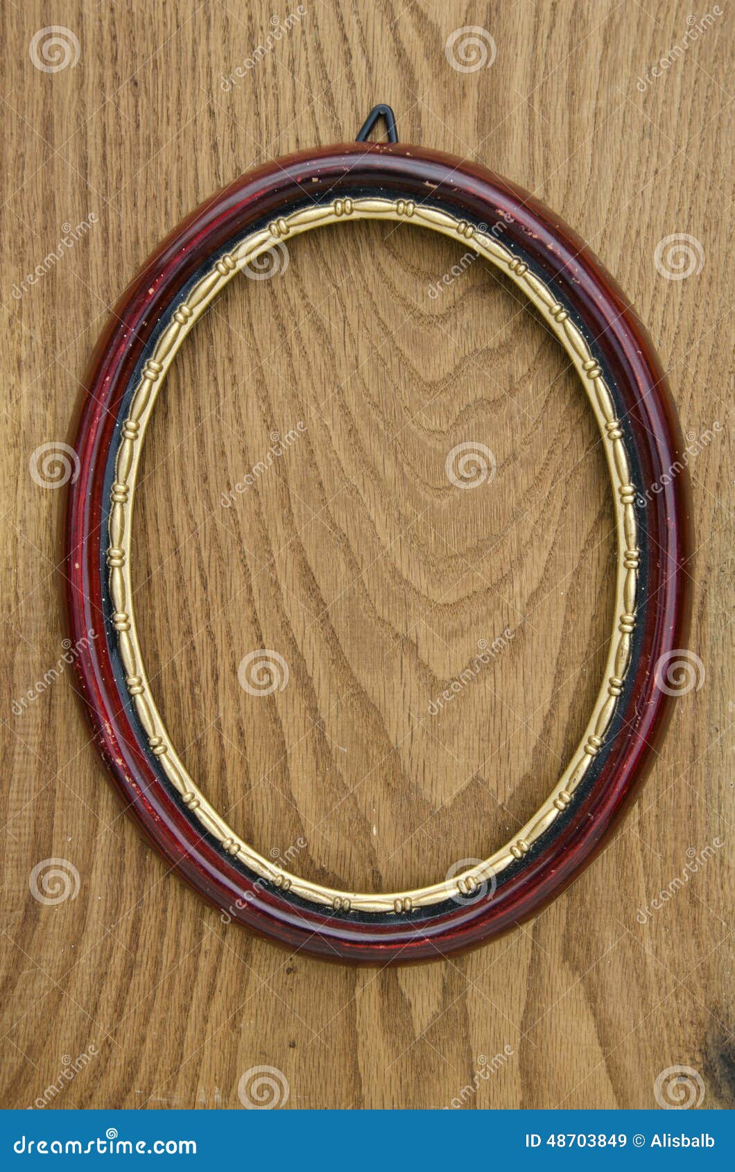 Vintage Empty Oval Picture Art Frame on Oak Plank Stock Image - Image ...