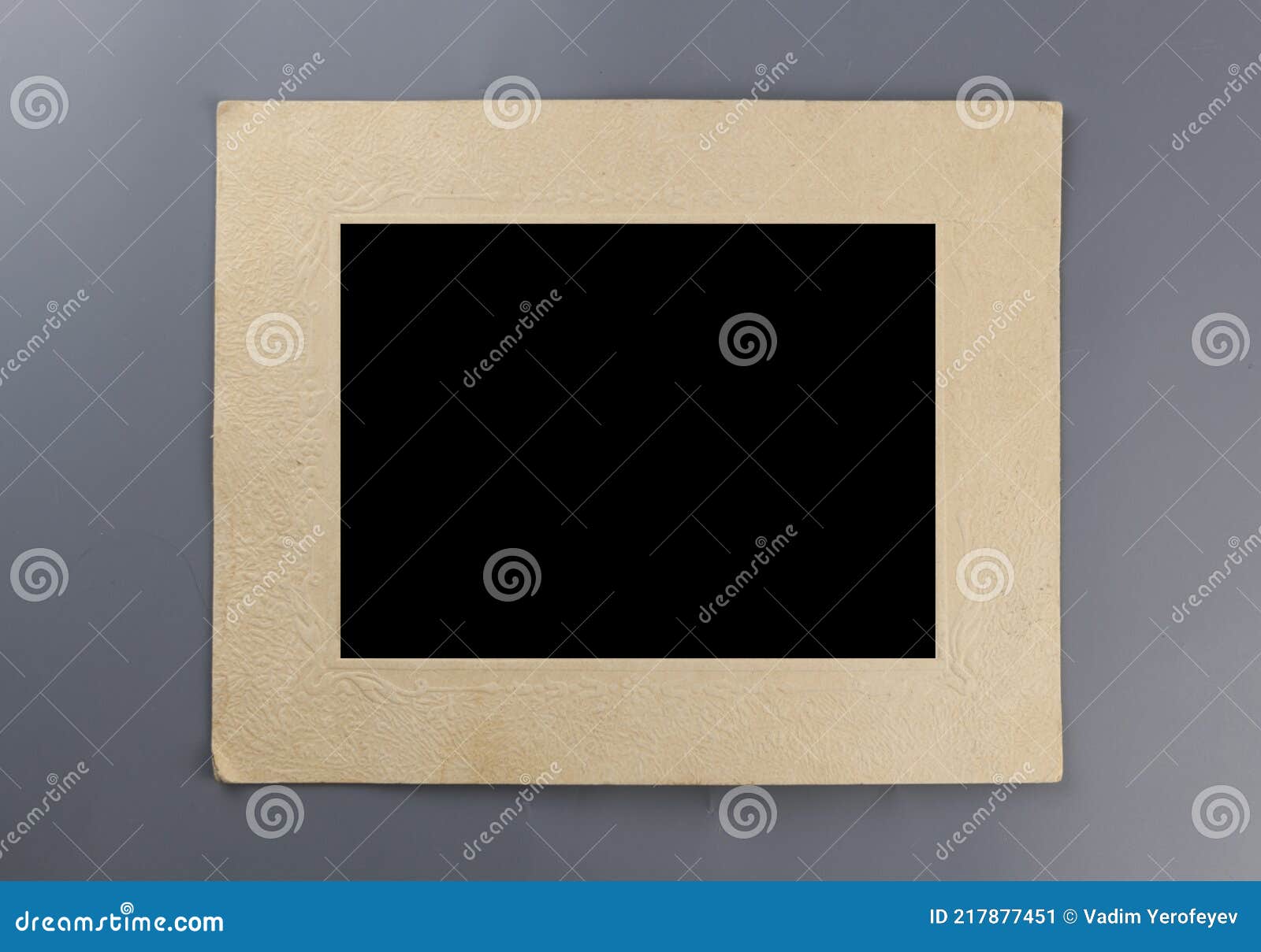 Vintage Empty Photo Frame on Gray Paper Background Stock Image - Image ...