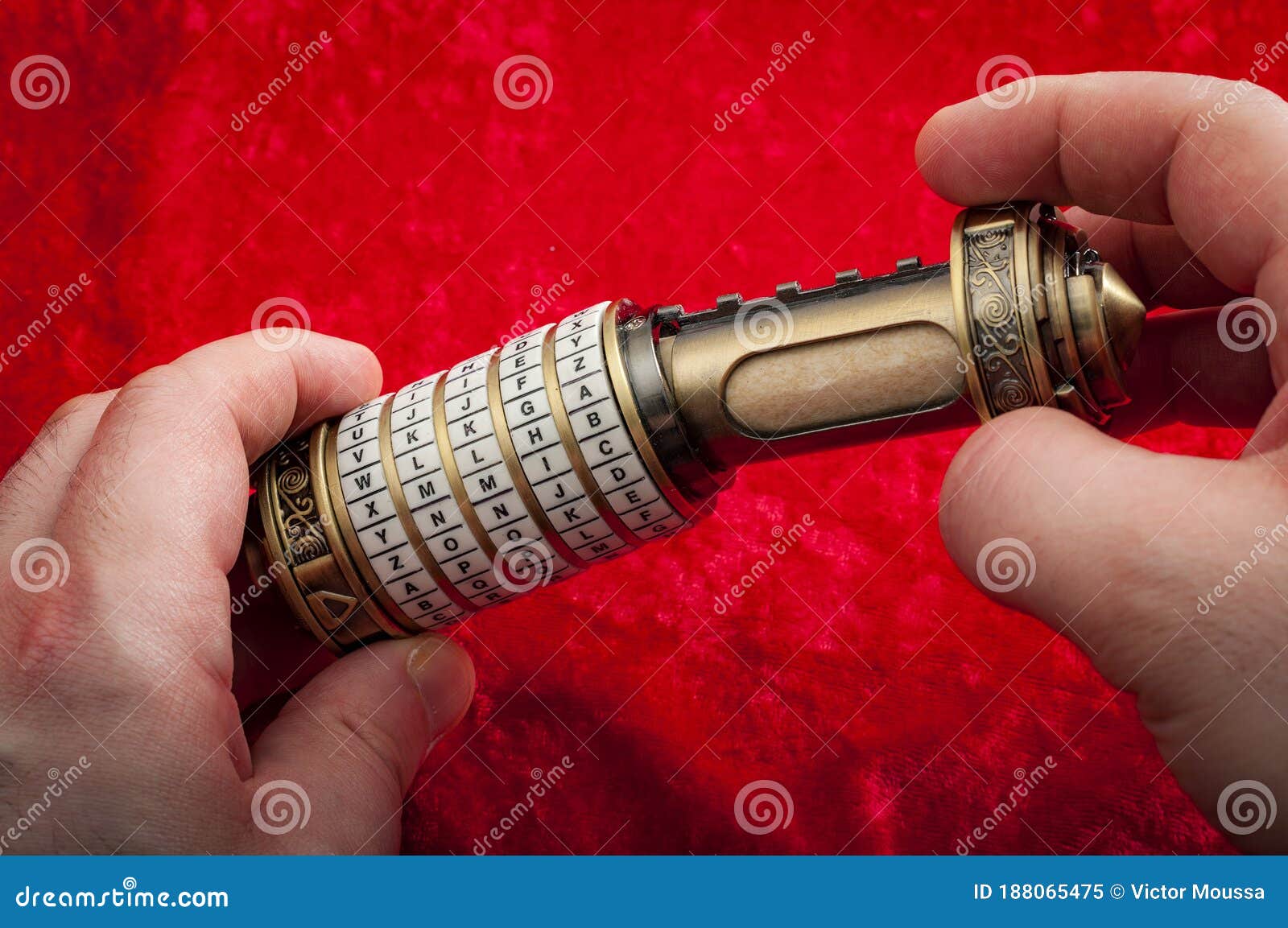 Vintage Encryption and Data Security Concept with Hands Opening ...