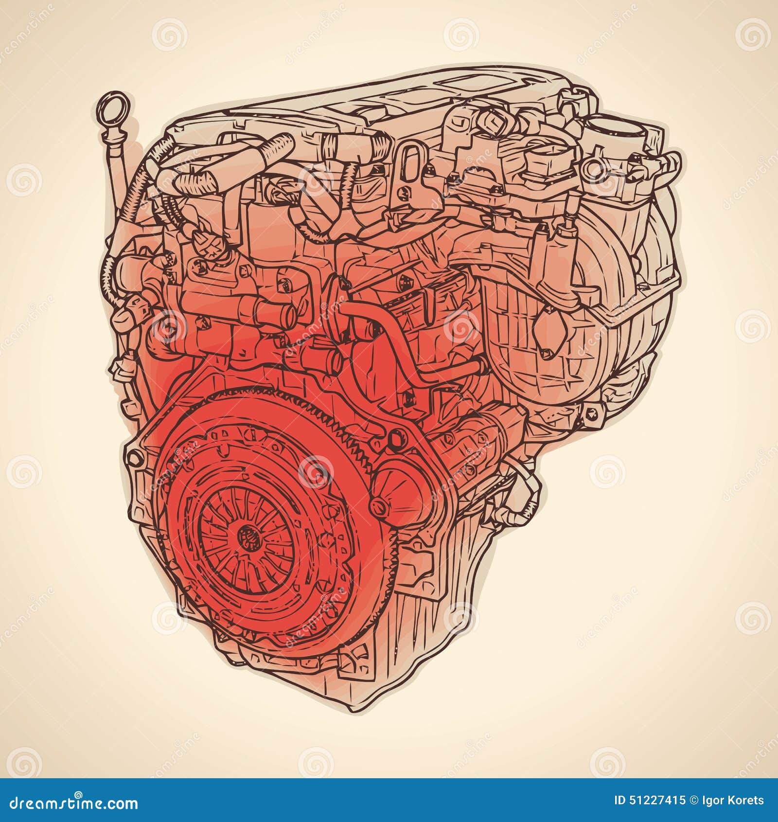Vintage Engine, Old Picture. Vector Stock Vector - Illustration of ...