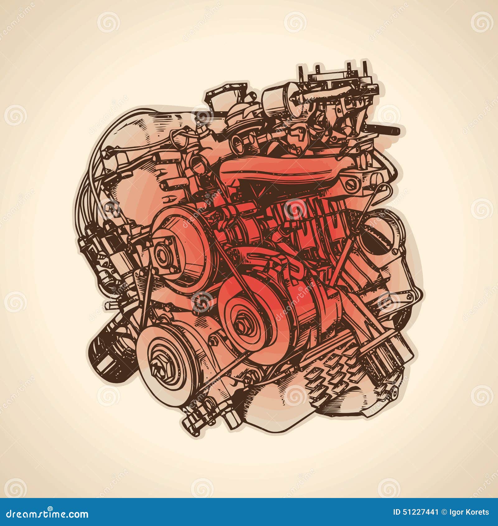 Vintage Engine, Old Picture. Vector Stock Vector - Illustration of ...