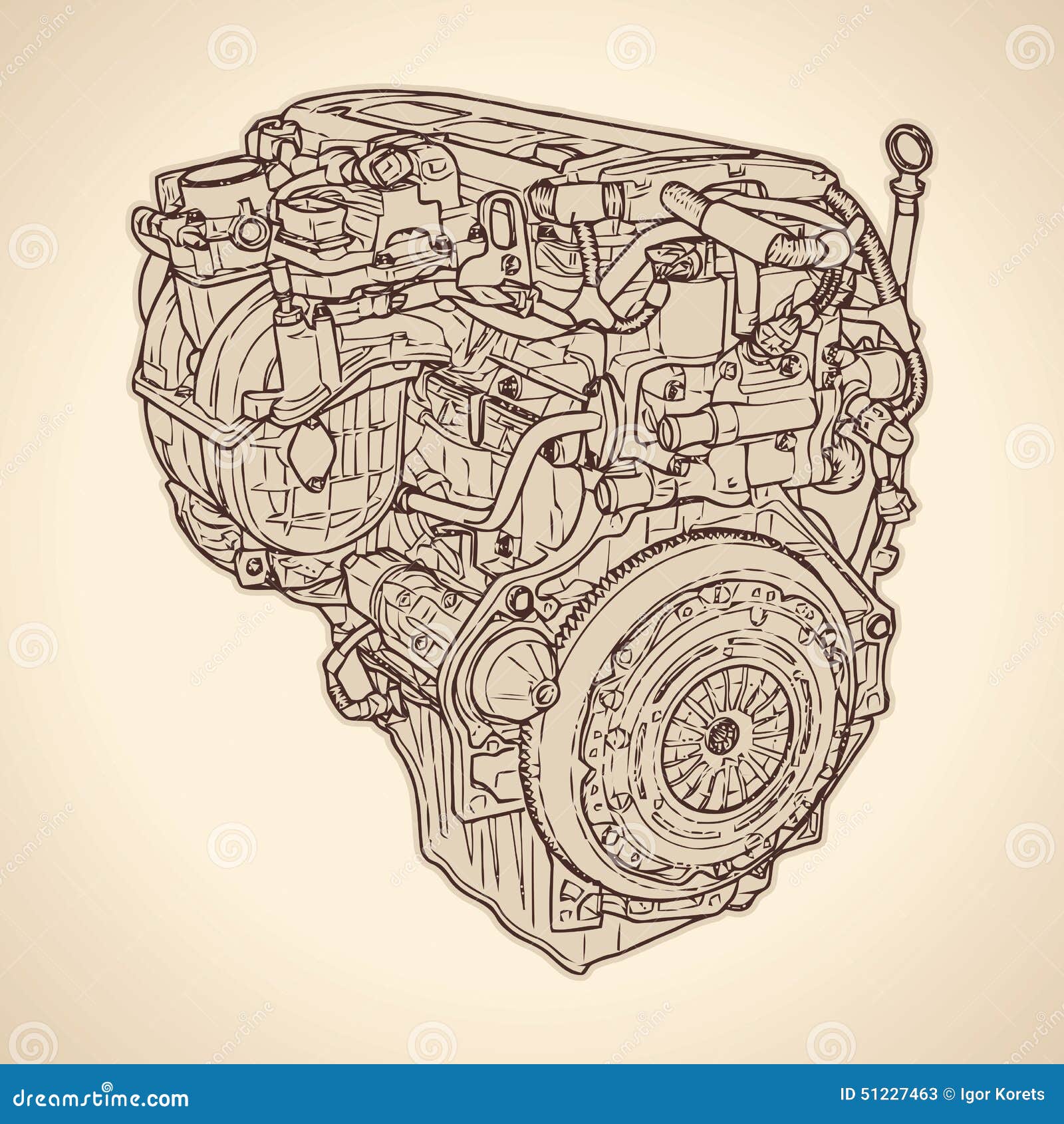 Vintage Engine, Old Picture. Vector Stock Vector - Illustration of ...
