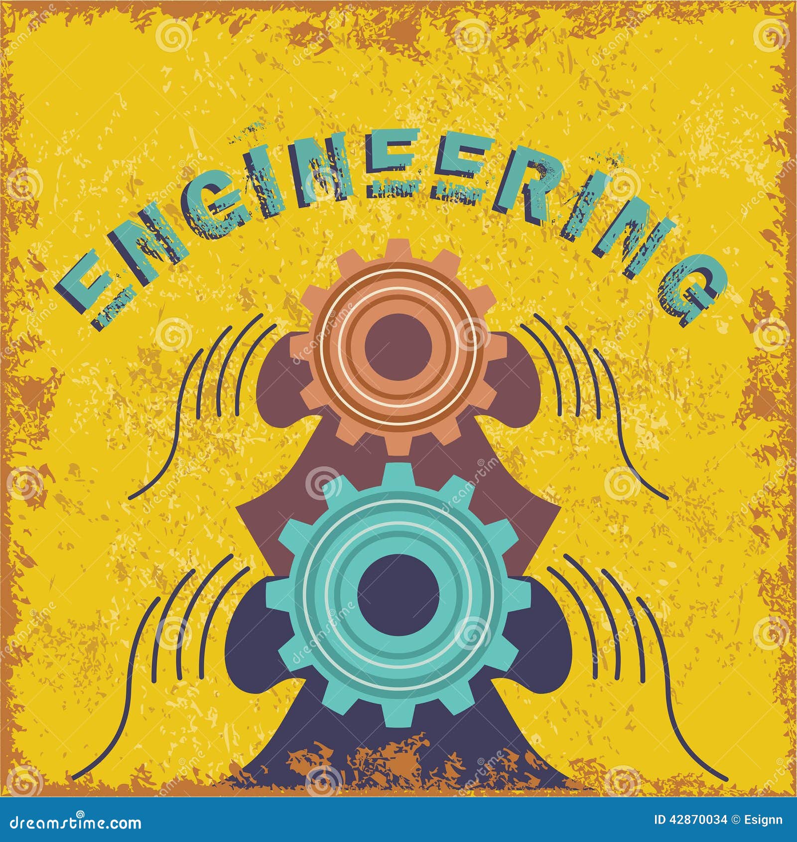 Vintage Engineering Concept with Gear and Hands Stock Vector ...