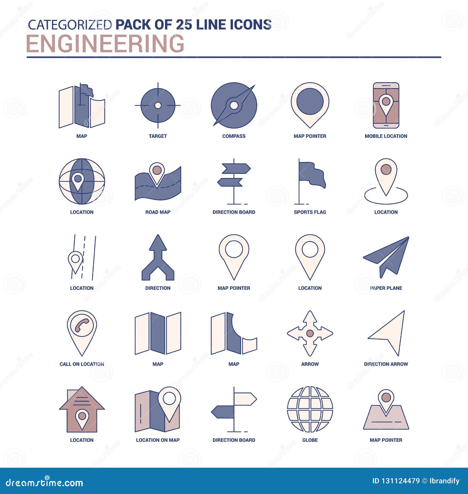 Vintage Engineering Icon Set - 25 Flat Line Icon Set Stock Vector ...