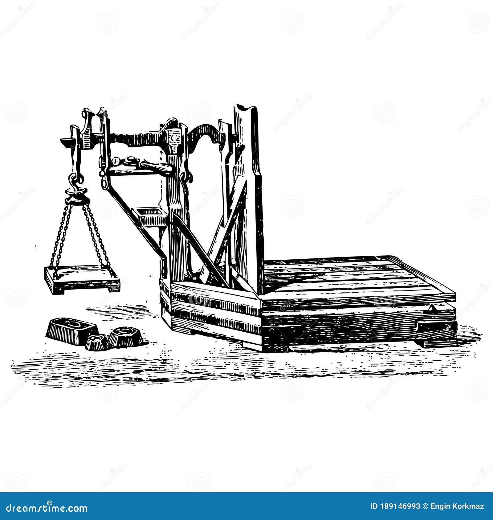 Vintage Engraving of a Mechanical Weighing Scale Stock Vector ...