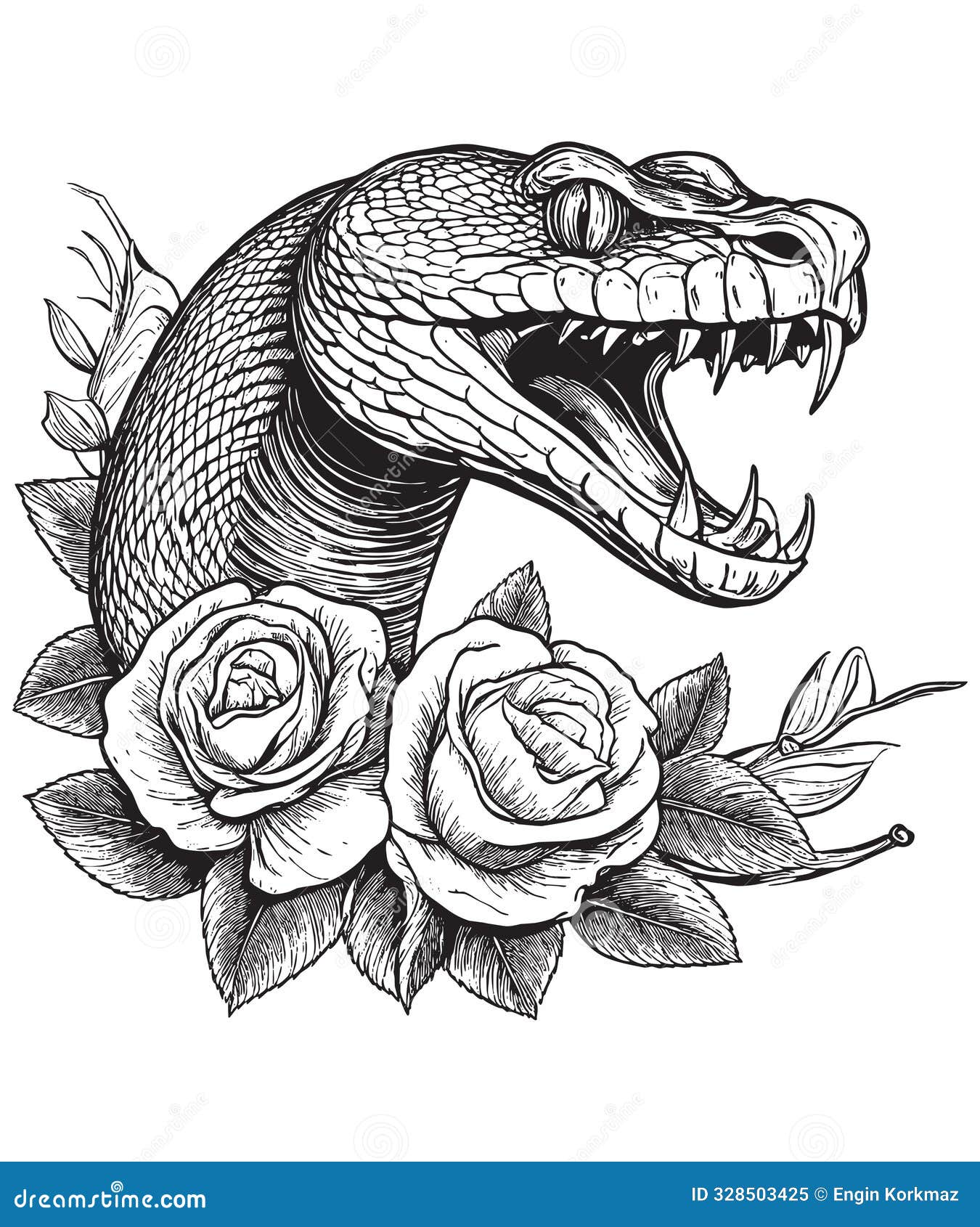 Engraving Of A Snake On A White Background. Stock Photo | CartoonDealer ...