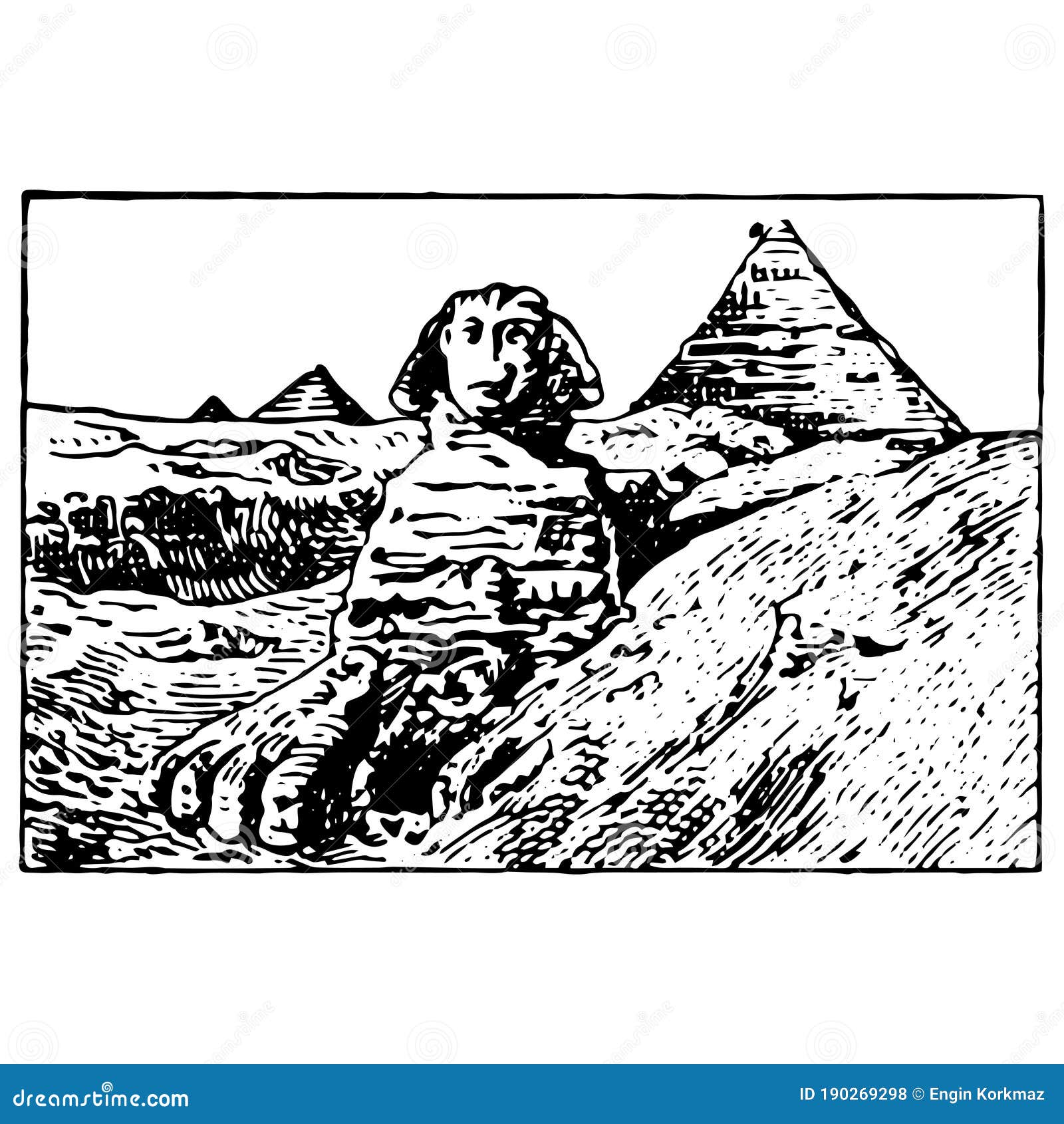 Pyramids Of Giza. Egypt Continuous Line Drawing. One Line Sketch Of ...