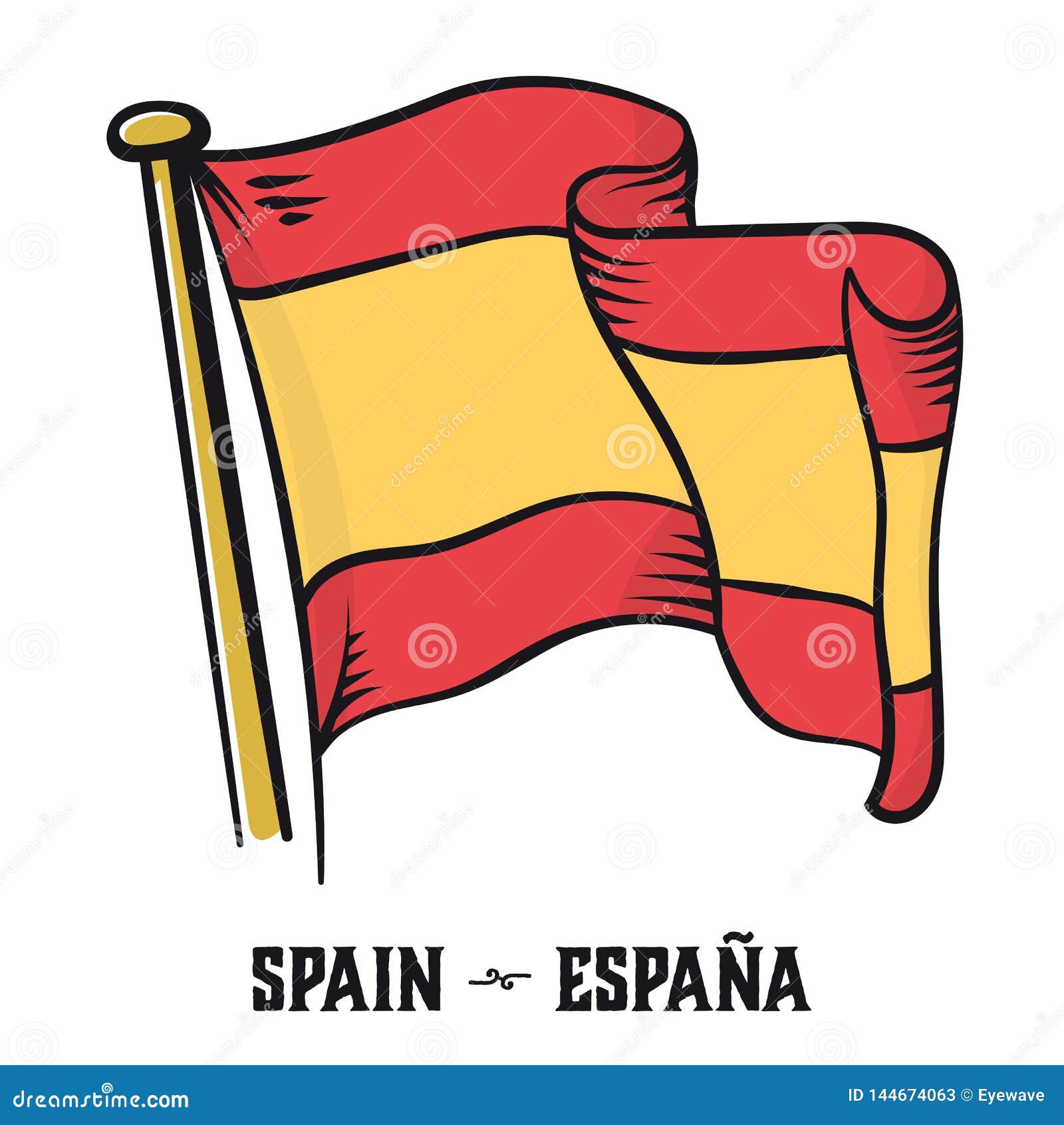Vintage Engraving Style Spanish Flag Vector Stock Vector - Illustration ...