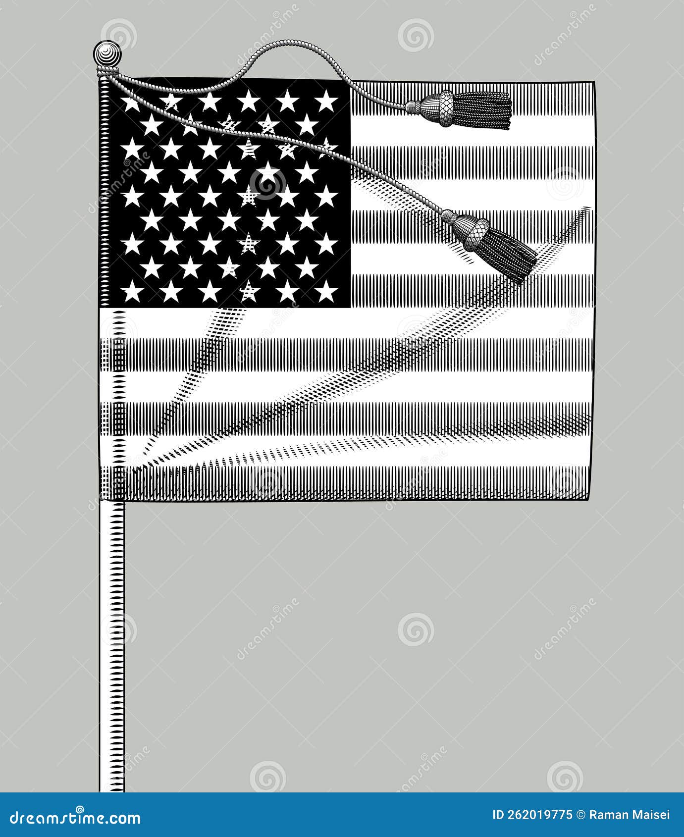 Vintage Engraving Stylized Drawing of USA Flag Stock Vector ...