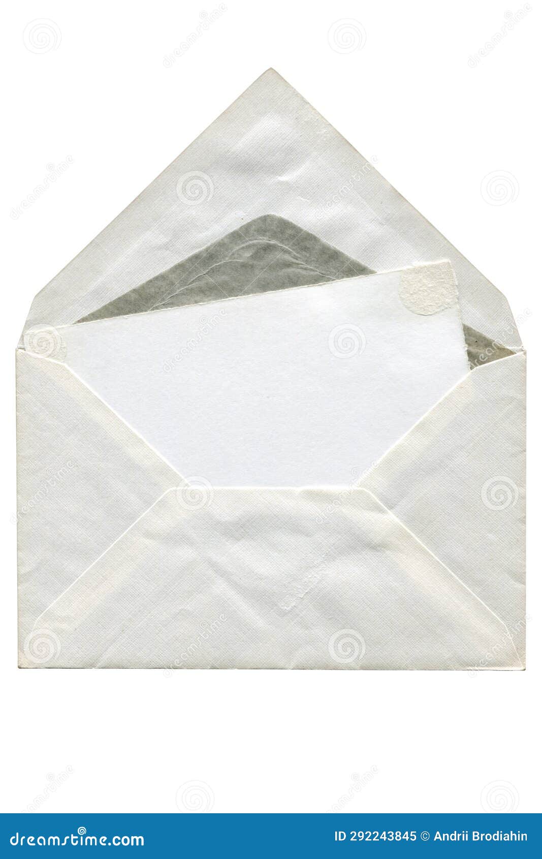 Vintage Envelope Front with Card Inside Isolated on White Background ...