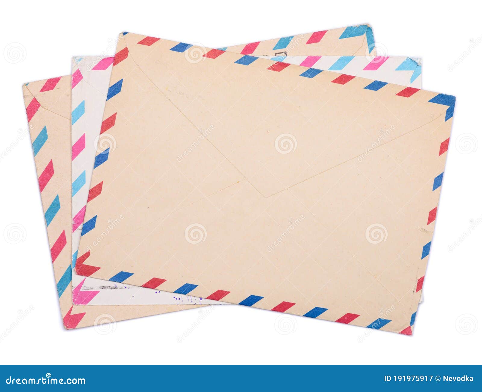 Vintage Envelopes Stack Isolated Stock Image - Image of empty, grunge ...