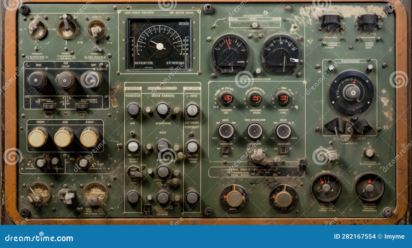 Vintage Equipment Control Panel. Generative AI Stock Illustration ...