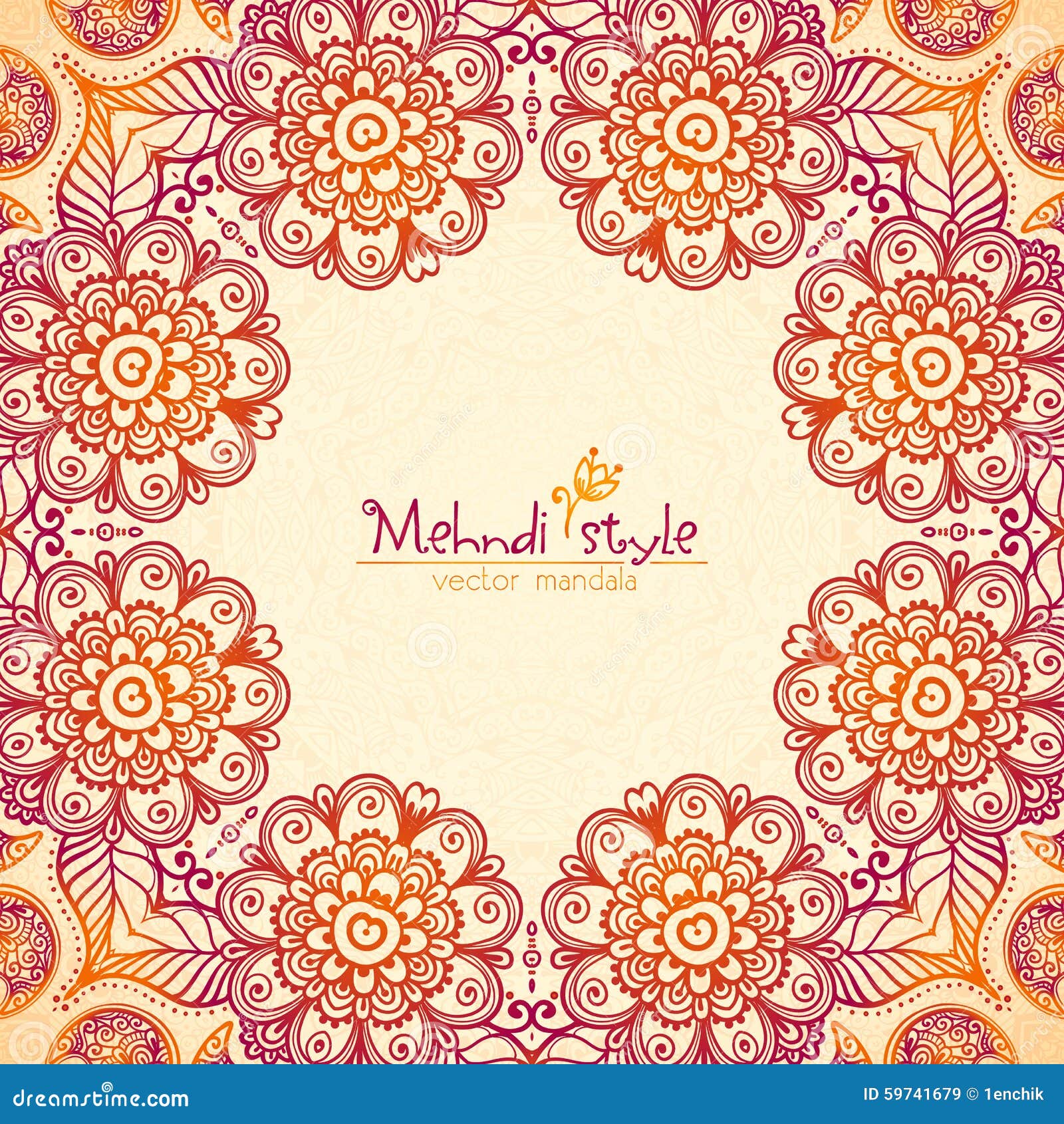 Vintage Ethnic Square Floral Frame in Indian Stock Vector ...
