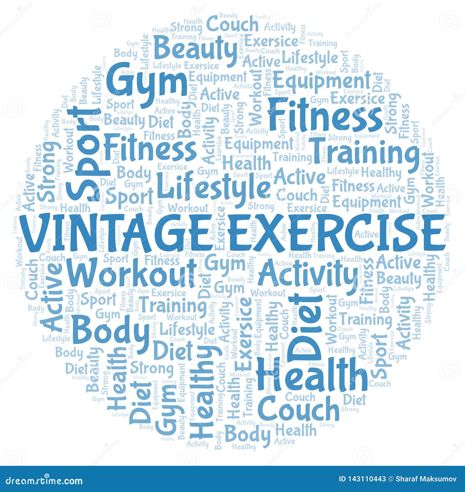 Vintage Exercise Word Cloud Stock Illustration - Illustration of ...