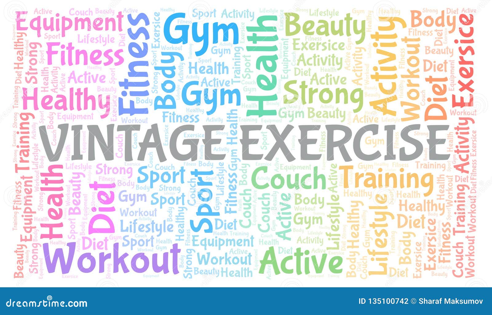 Vintage Exercise Word Cloud Stock Illustration - Illustration of ...