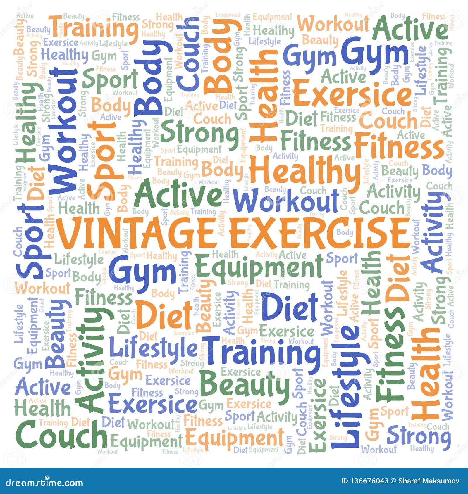 Vintage Exercise Word Cloud Stock Illustration Illustration Of Font