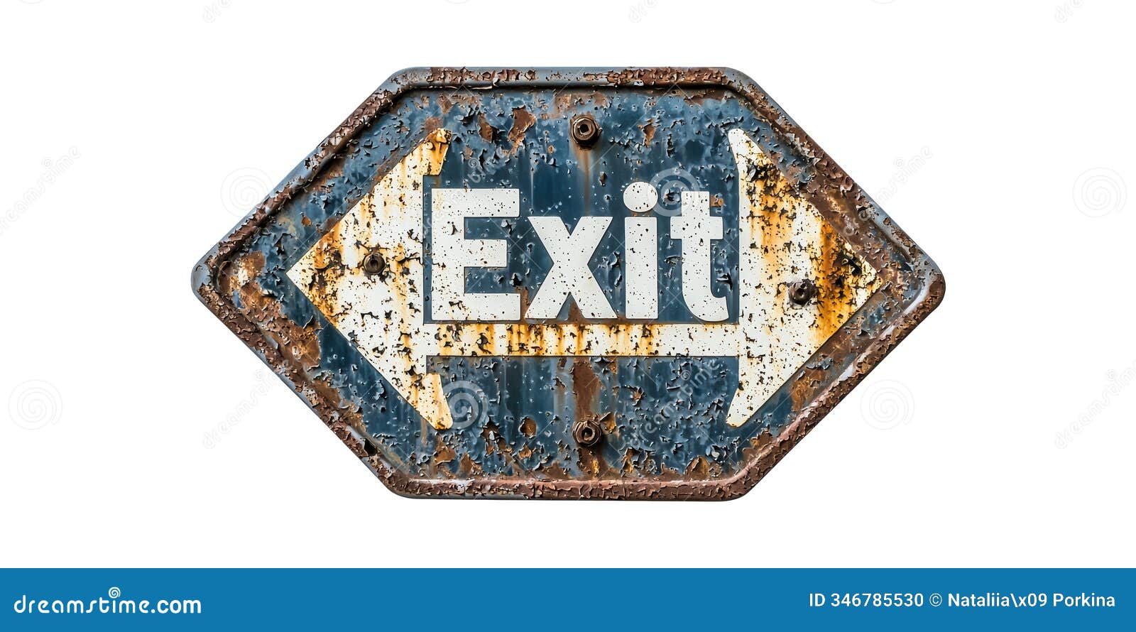 Vintage Exit Sign with Rusty Edges Isolated on Transparent Background ...