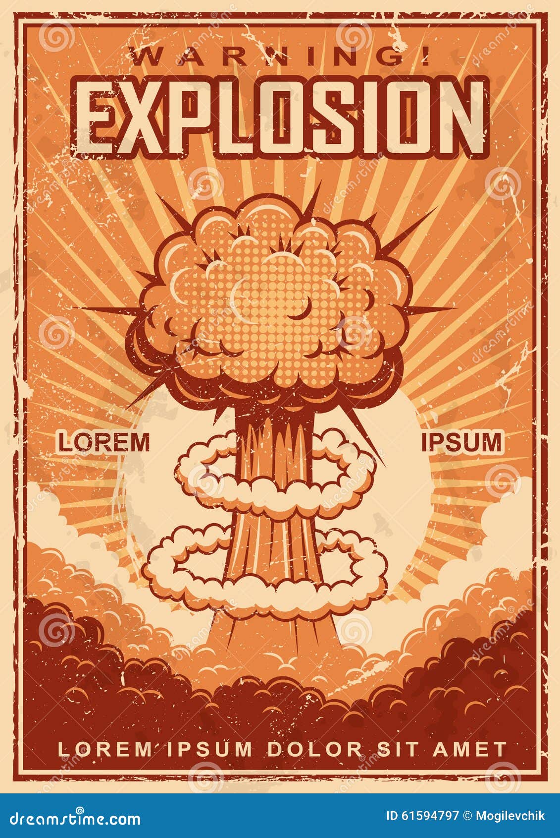 Vintage explosion poster stock vector. Illustration of bomber - 61594797