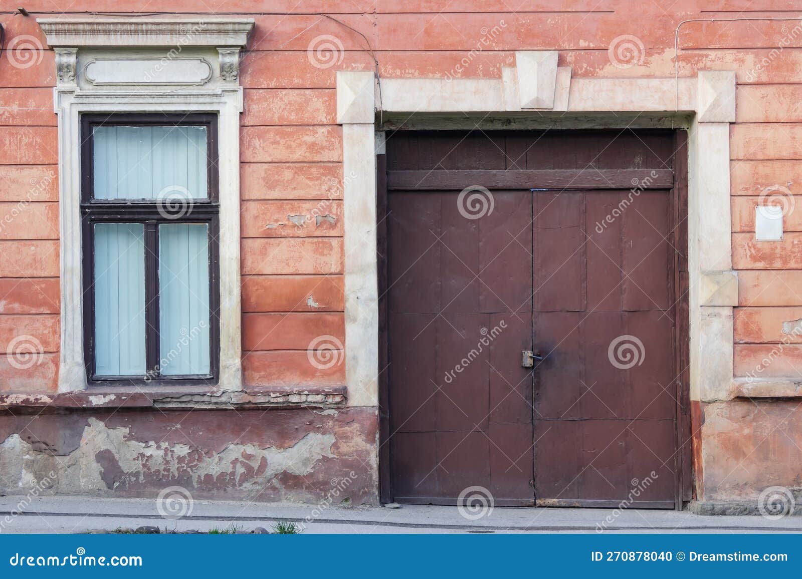 Vintage Facade with Doors and Windows Stock Photo - Image of style ...