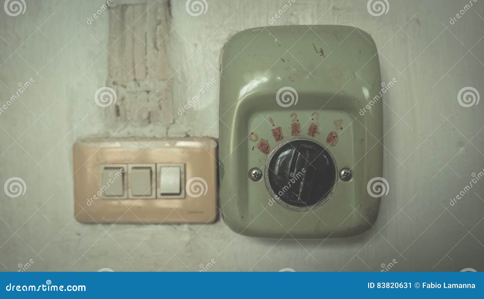 Vintage Fan Speed Wall Control Stock Image - Image of button, factory ...