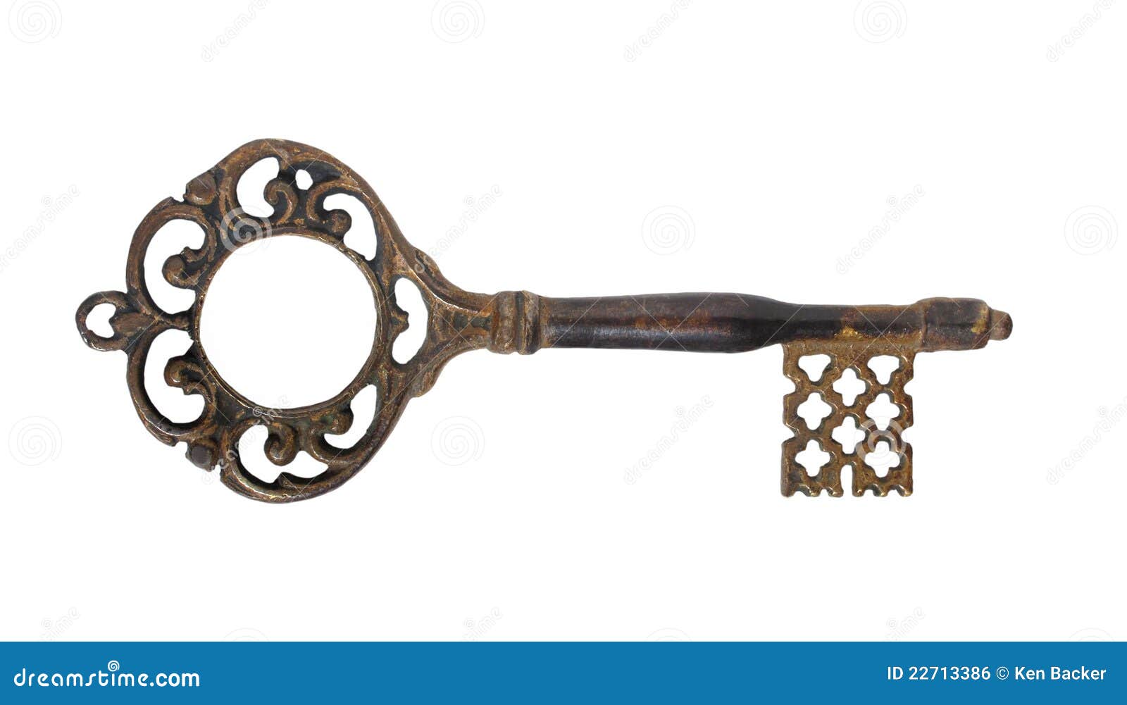 Vintage Fancy Brass Key Isolated Stock Photo - Image of gate, fancy ...