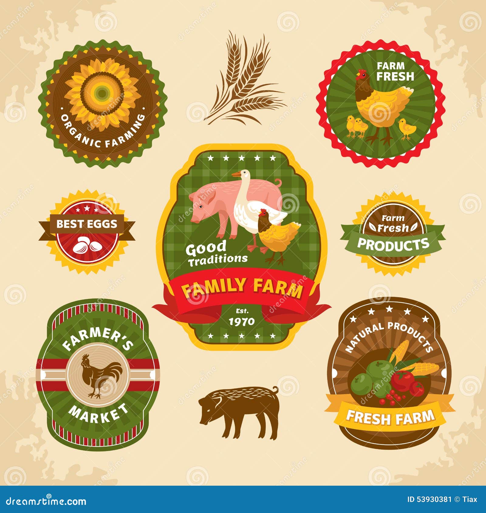 Vintage farm labels stock vector. Illustration of food - 53930381
