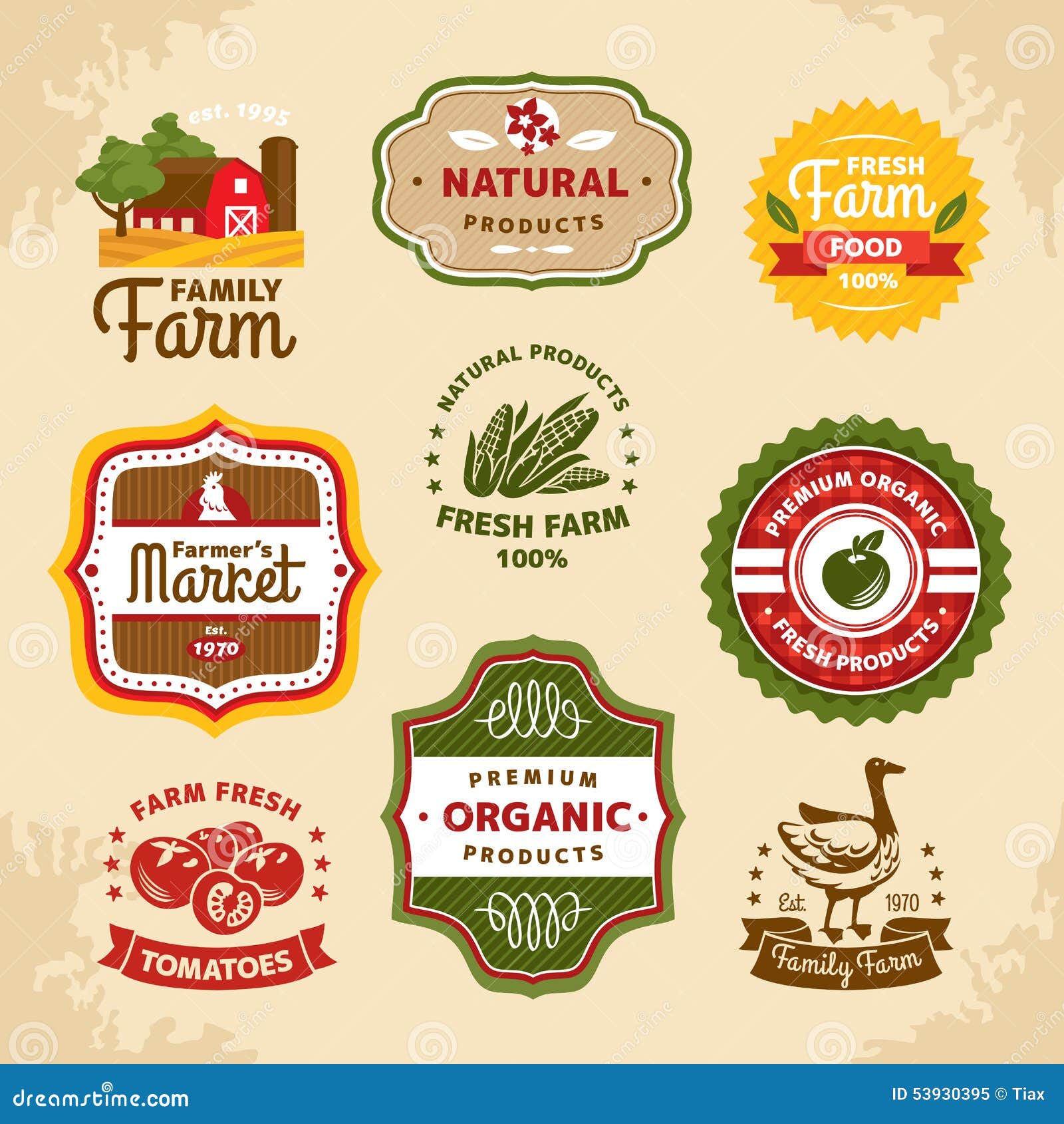 Vintage farm labels stock vector. Illustration of chicken - 53930395