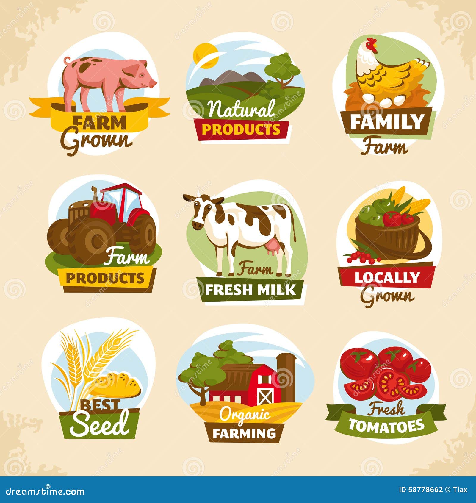 Vintage farm labels stock vector. Illustration of crop - 58778662