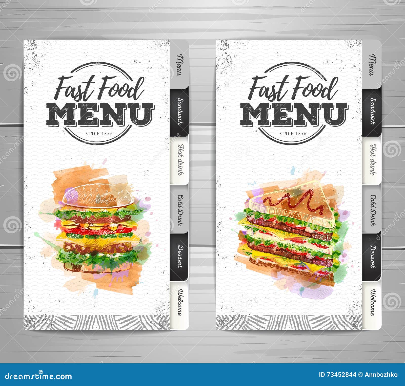 Vintage Fast Food Menu Design Stock Vector - Illustration of banner ...