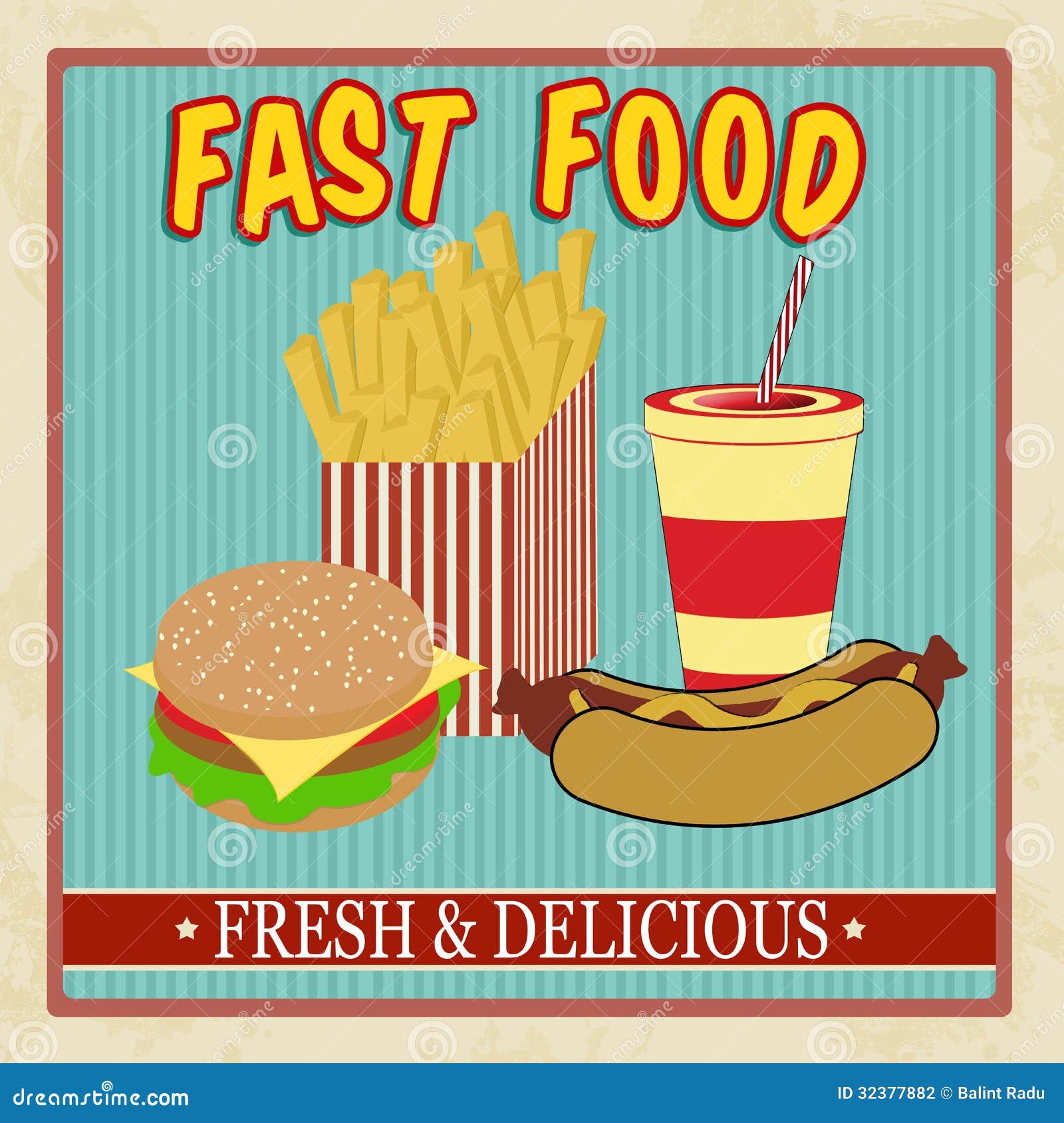 Vintage fast food menu stock vector. Illustration of drink - 32377882