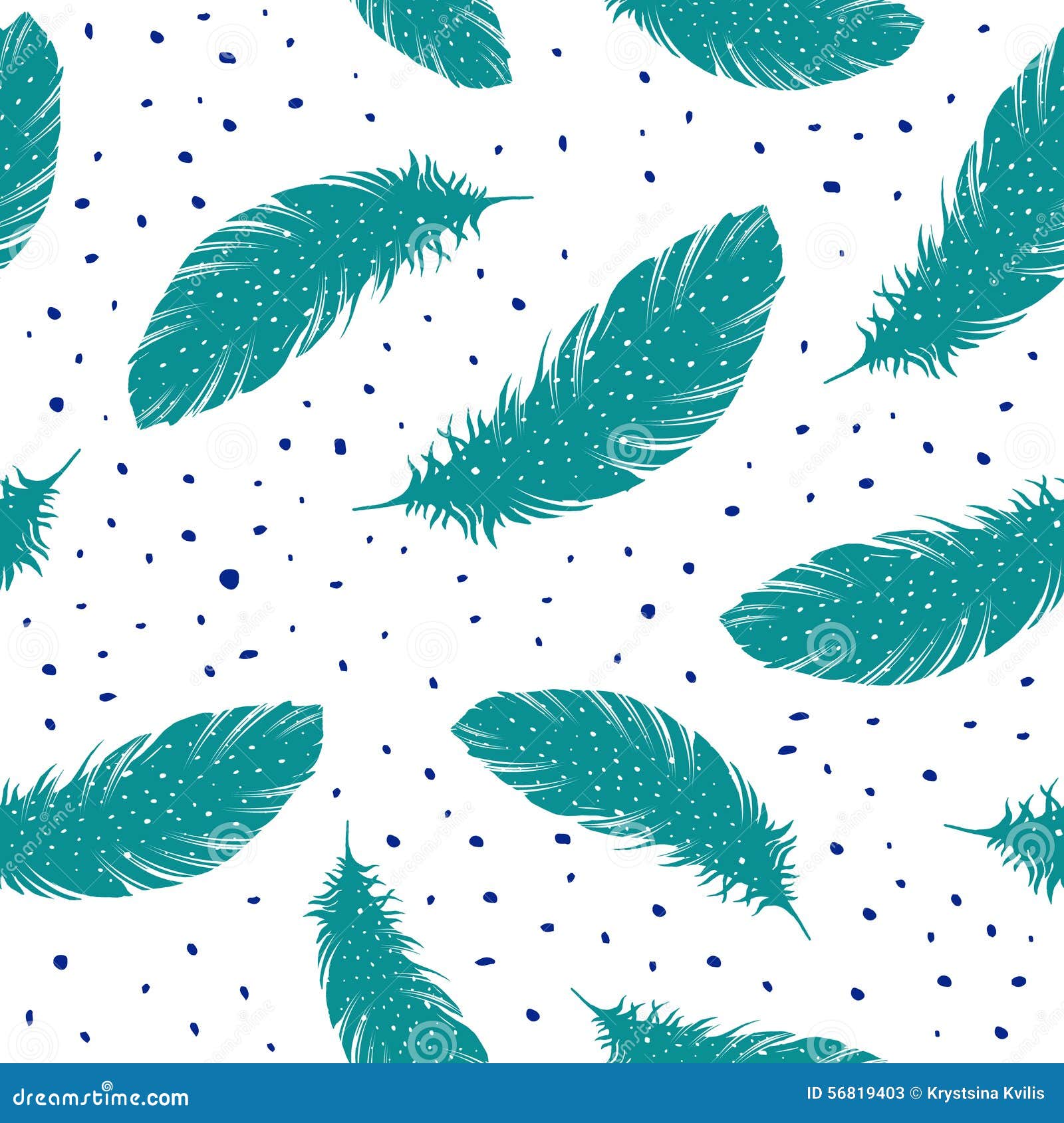 Vintage Feather Seamless Background. Hand Drawn Stock Vector ...