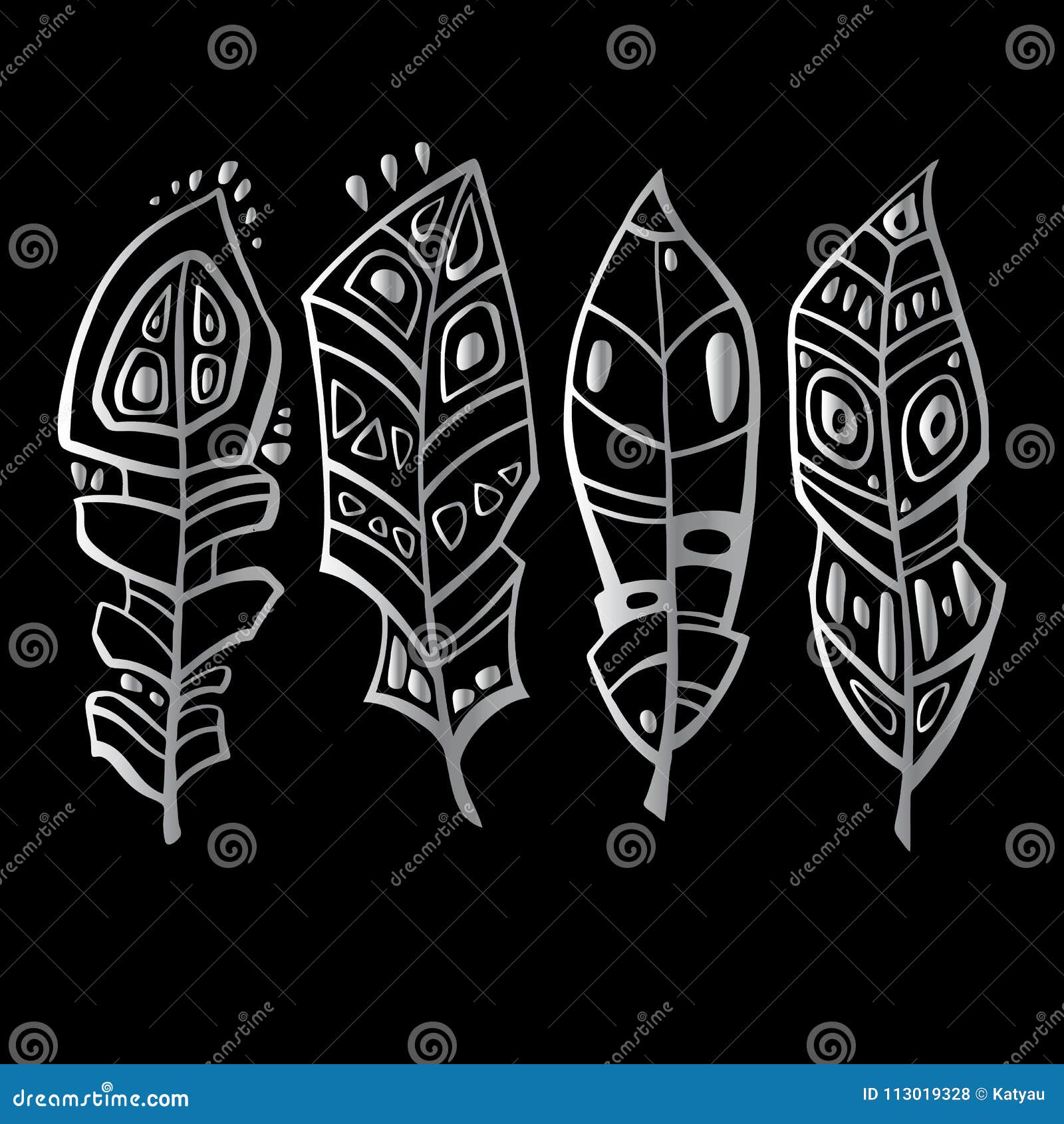 Vintage Feather vector set stock illustration. Illustration of drawing ...