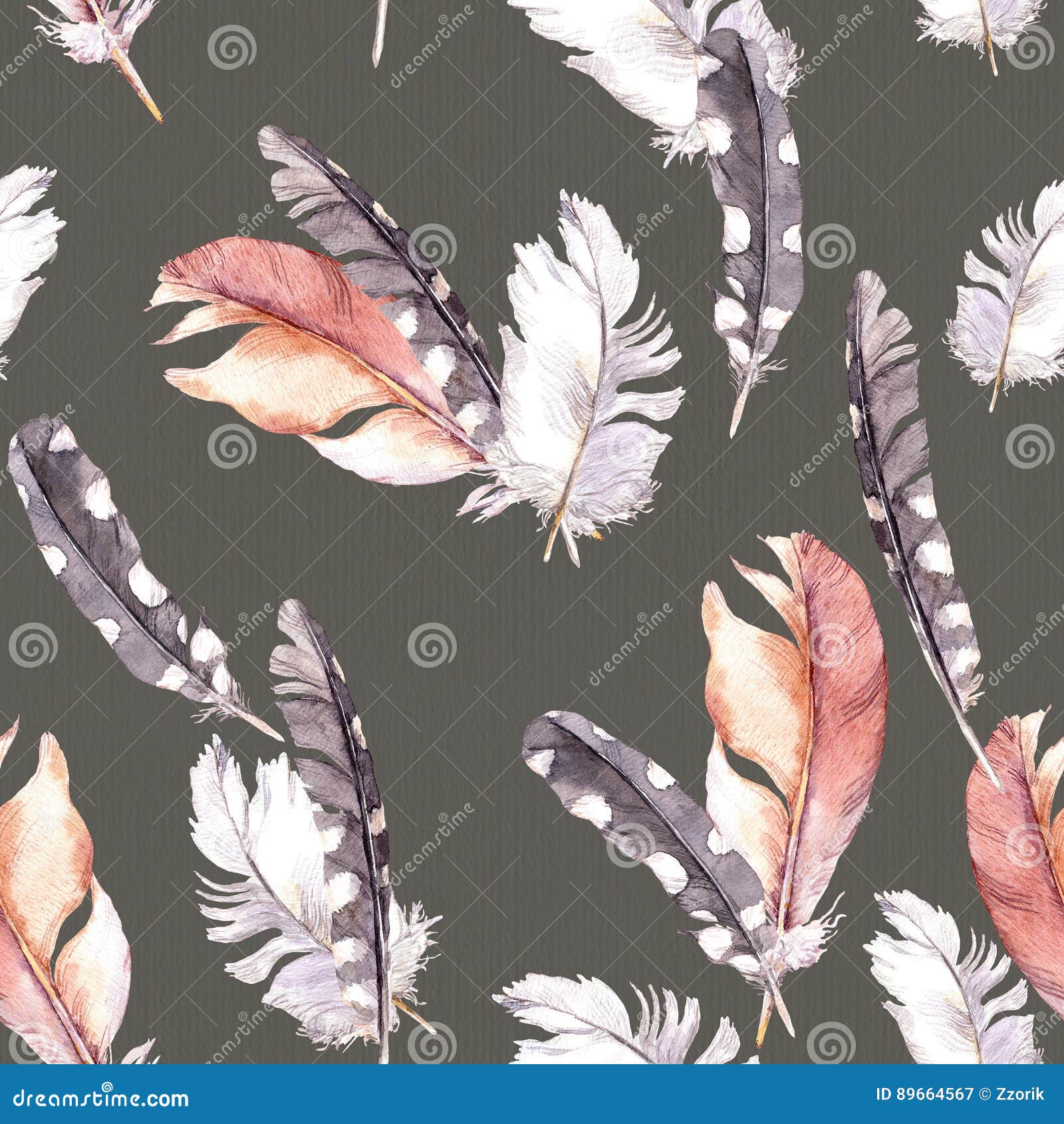 Vintage Feathers. Seamless Background. Cartoon Vector | CartoonDealer ...