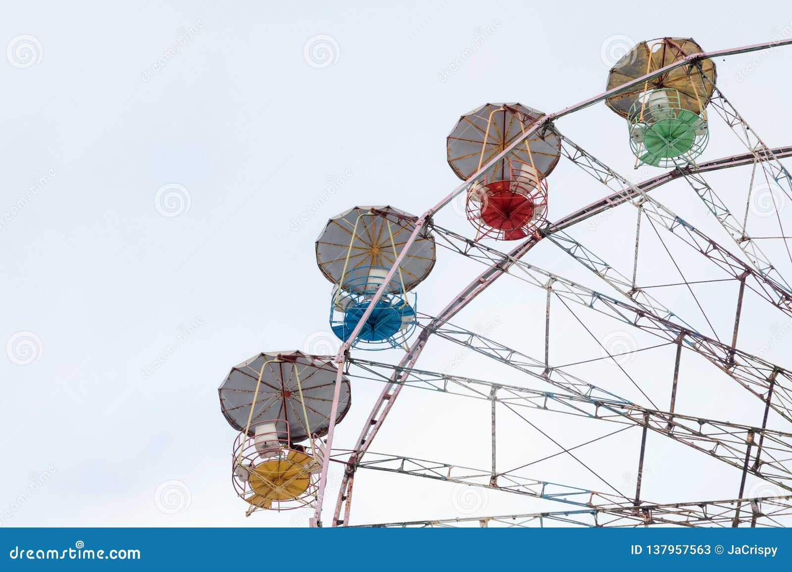 Vintage Ferris Wheel. Colourful Old Carousel at Circus with Copy Space ...