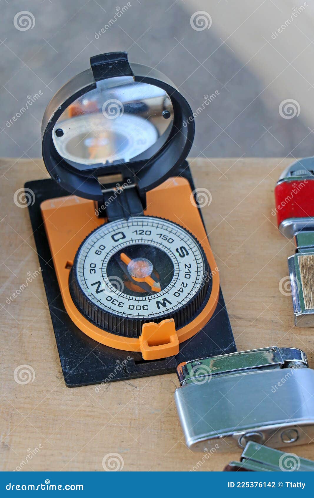 Field compass with mirror stock photo. Image of equipment - 225376142