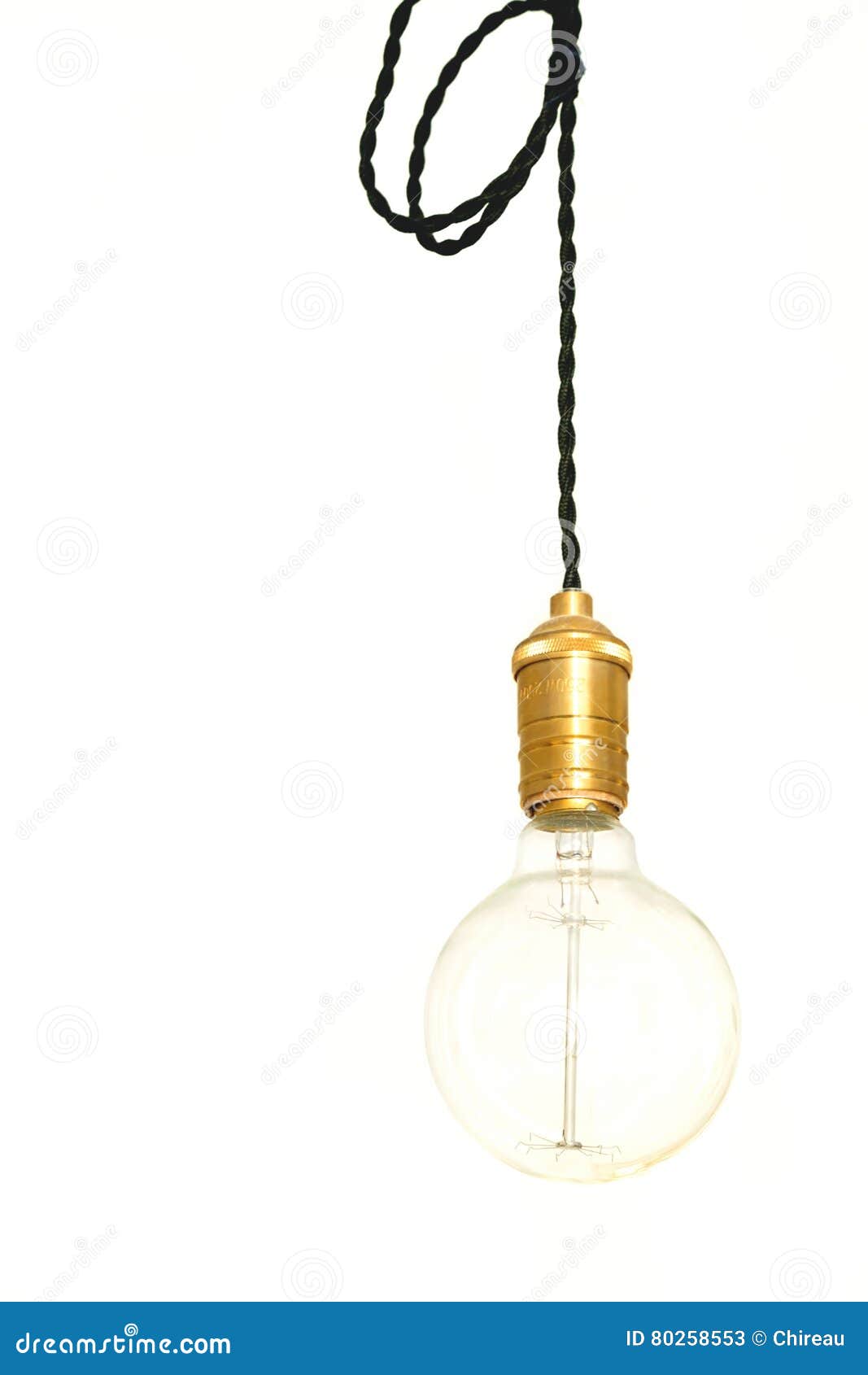 Vintage Filament Lamp Light Bulb With Broken Wire Laying On White Table ...