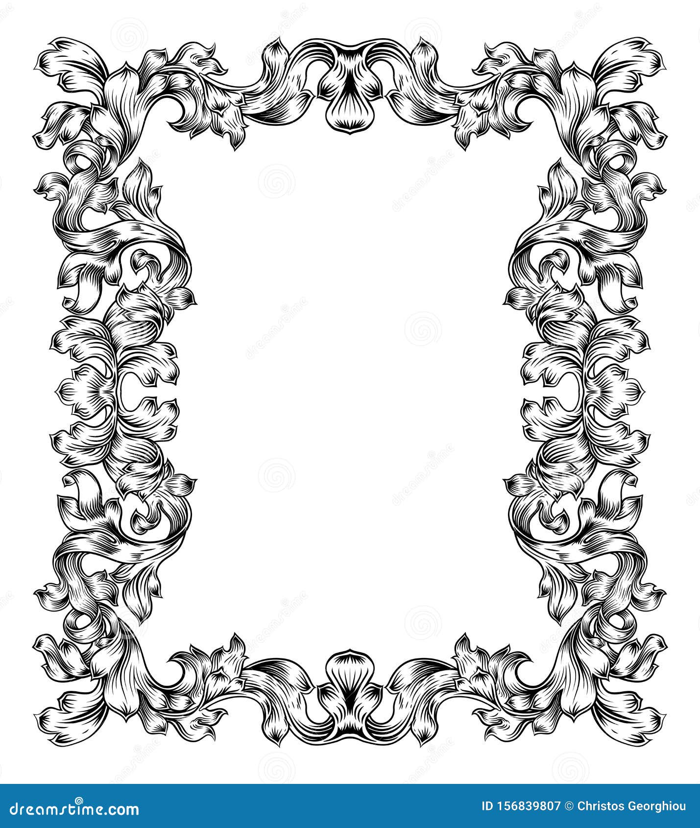 Vintage Filigree Frame Border Pattern Scroll Leaf Stock Vector ...