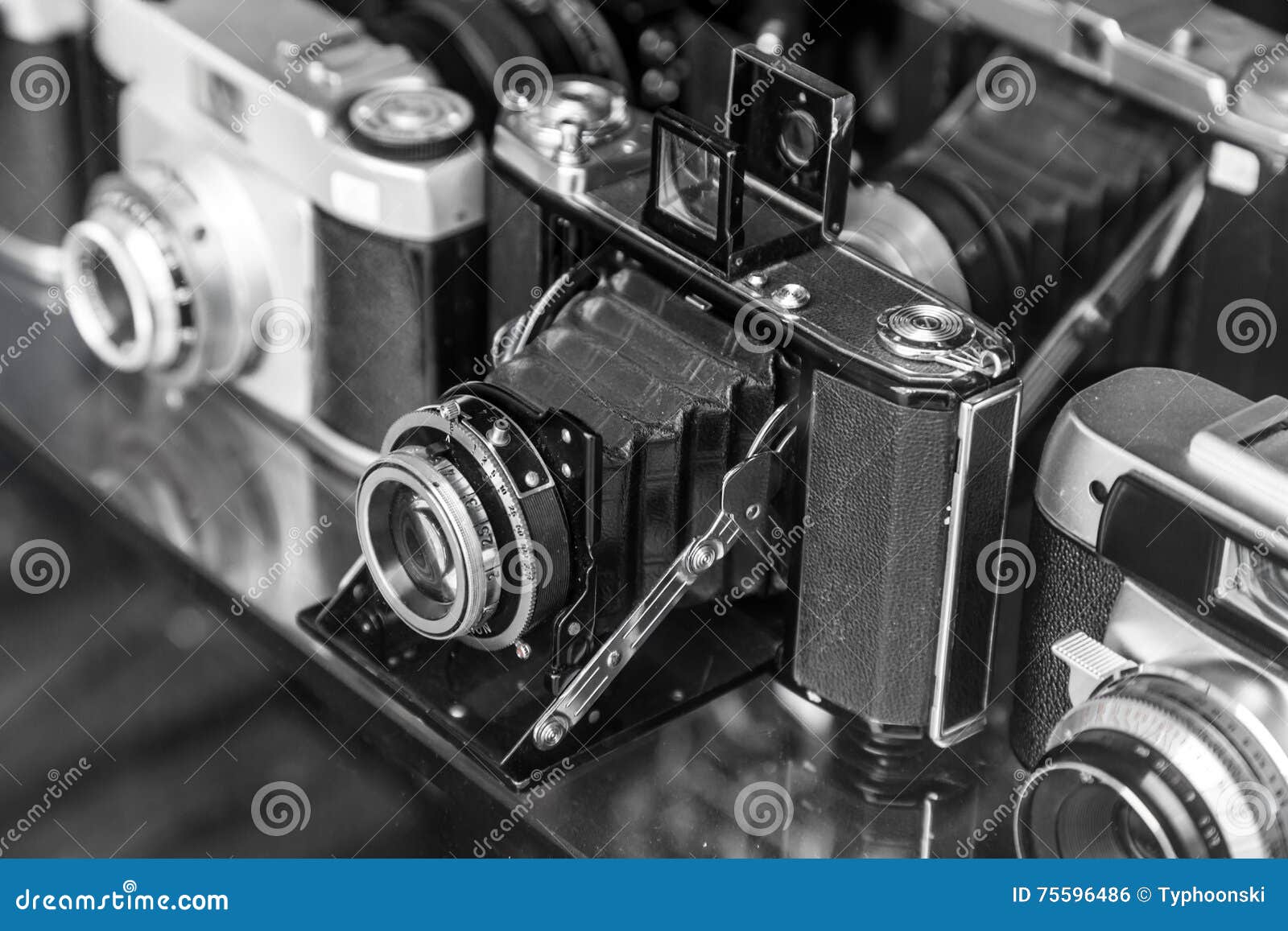 Vintage film cameras stock photo. Image of retro, equipment - 75596486
