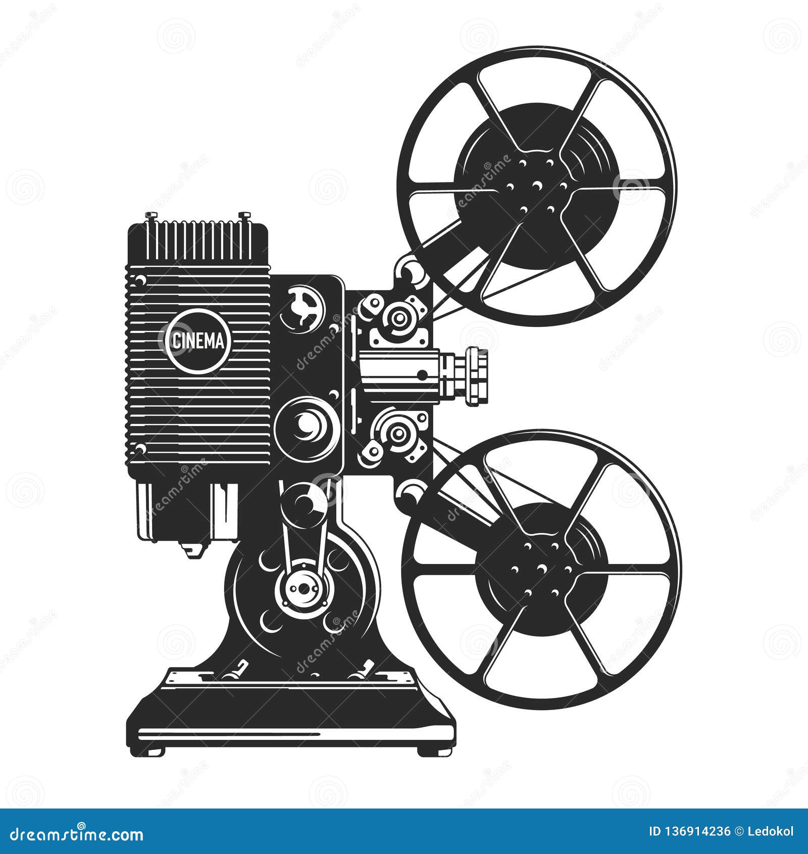 Vintage Film Projector Vector Illustration. Stock Vector - Illustration ...