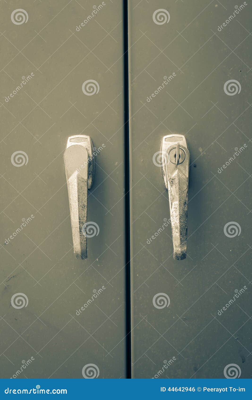 Vintage Filtered Image of Meatl Locker Stock Photo - Image of door ...