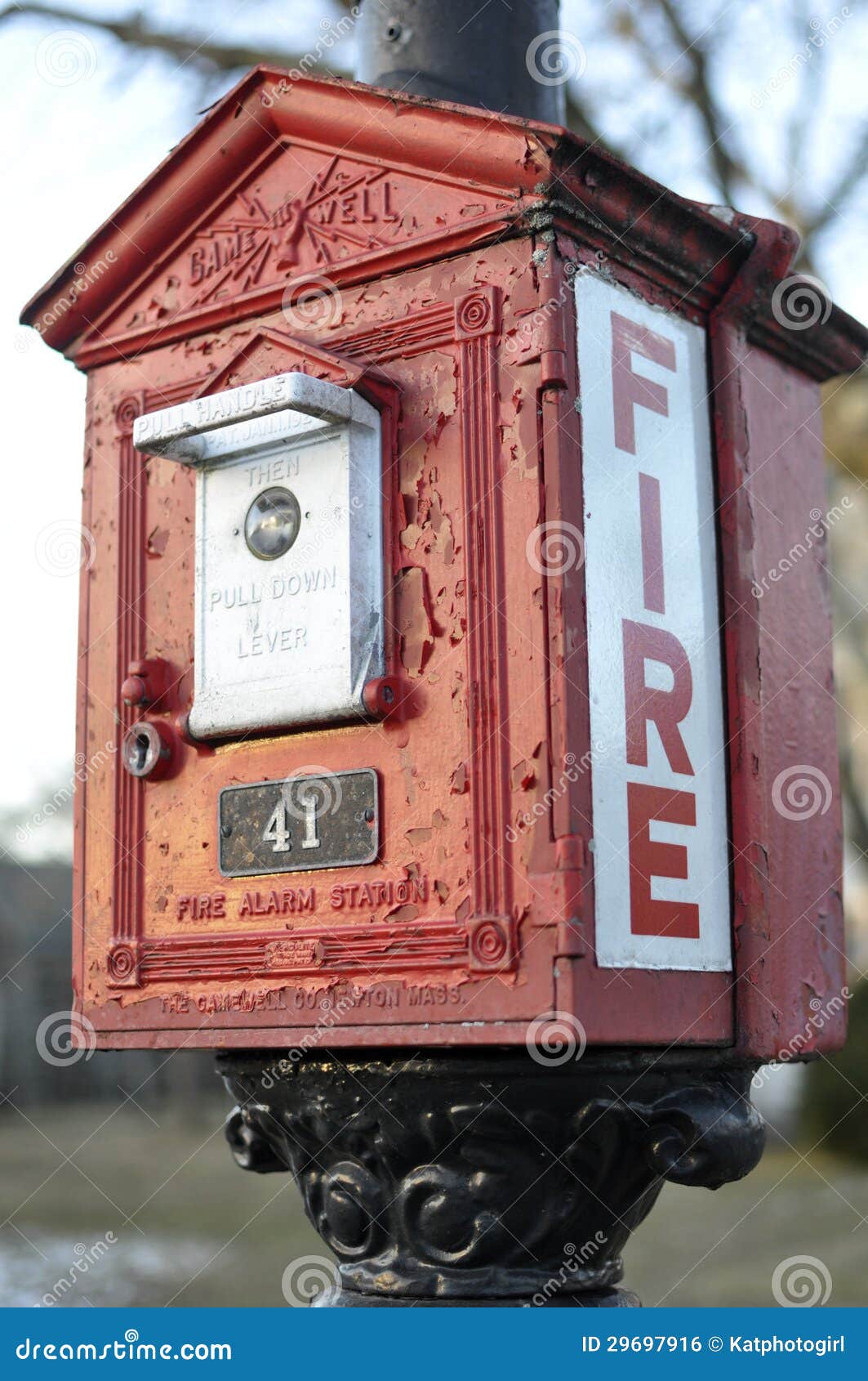 Vintage Fire Alarm Box stock photo. Image of house, pull - 29697916