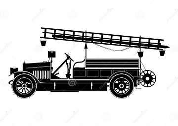 Silhouette of Vintage Fire Engine Stock Vector - Illustration of ...