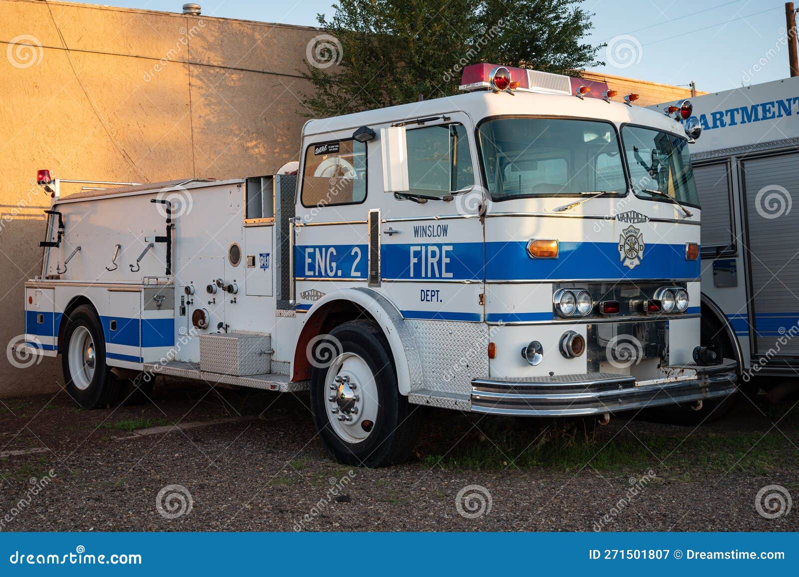 Vintage Firetruck is Parked in Front of a Fire Station Editorial ...